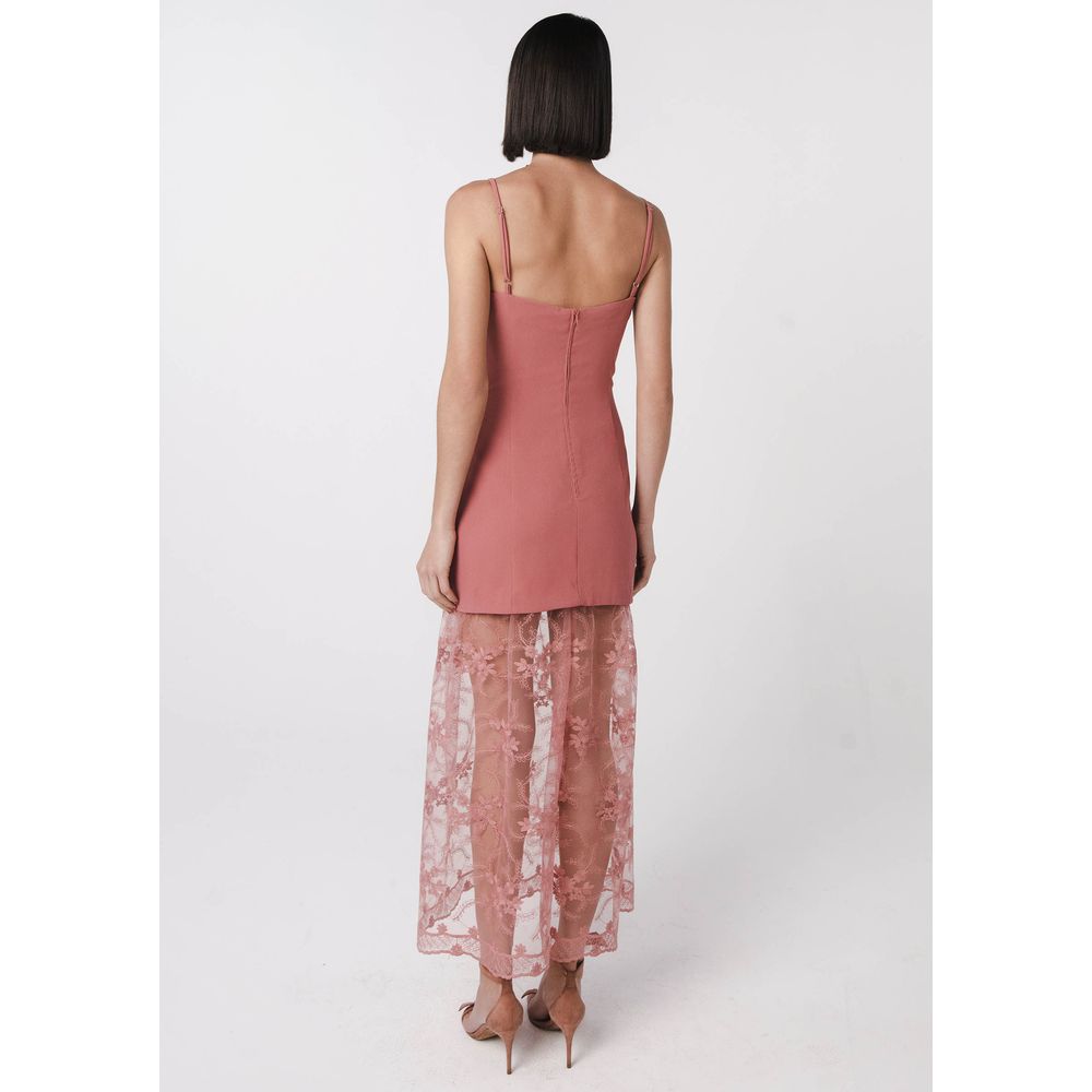 Vestido Midi em Alfaiataria com Renda Sobreposta Raiza Rosa 010 05293 ...