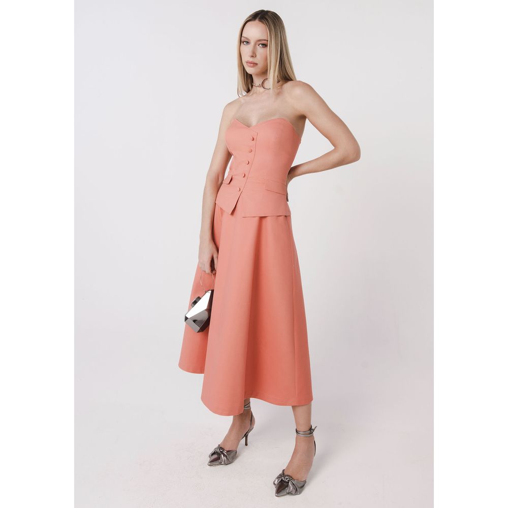 Vestido Midi em Sarja Estruturada com Corset Zarina Flamingo 124 05312 ...